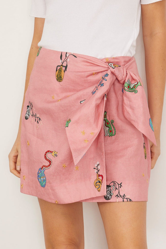 Alemais Timmy Embroidered Sarong Skirt in Pink – Hampden Clothing