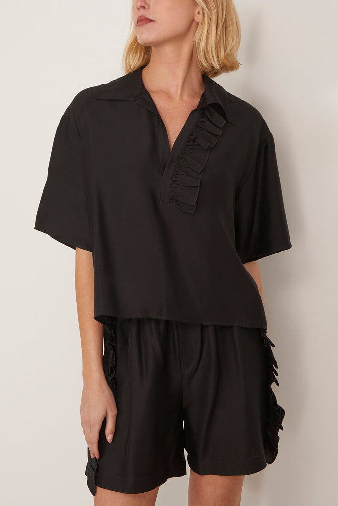 Bite Studios Luna Frill Short Sleeve Shirt in Black – Hampden Clothing