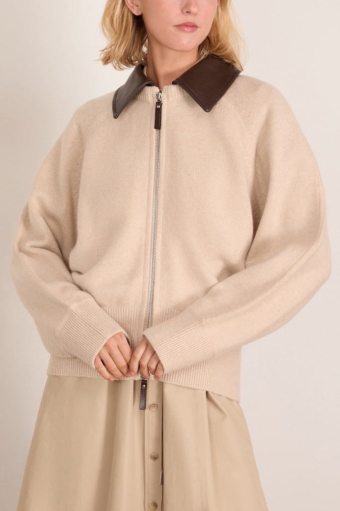Brandon Maxwell The Conrad Knit Jacket in Oatmeal/Brown – Hampden Clothing