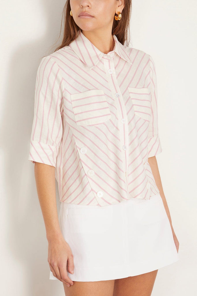 LAFATA Nells Camp Shirt in Pink Stripe – Hampden Clothing