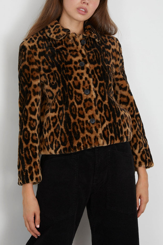 Nili Lotan Montmartre Shearling Cropped Jacket in Leopard Print ...