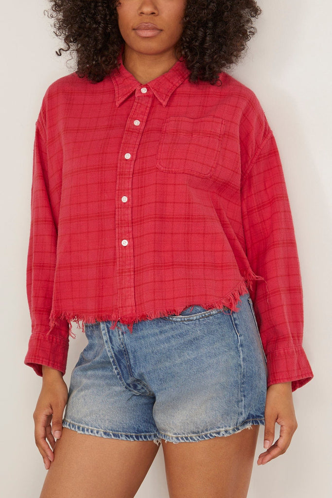Drop Neck Cropped Shirt in Overdyed Fuxia Plaid (TS) – Hampden Clothing