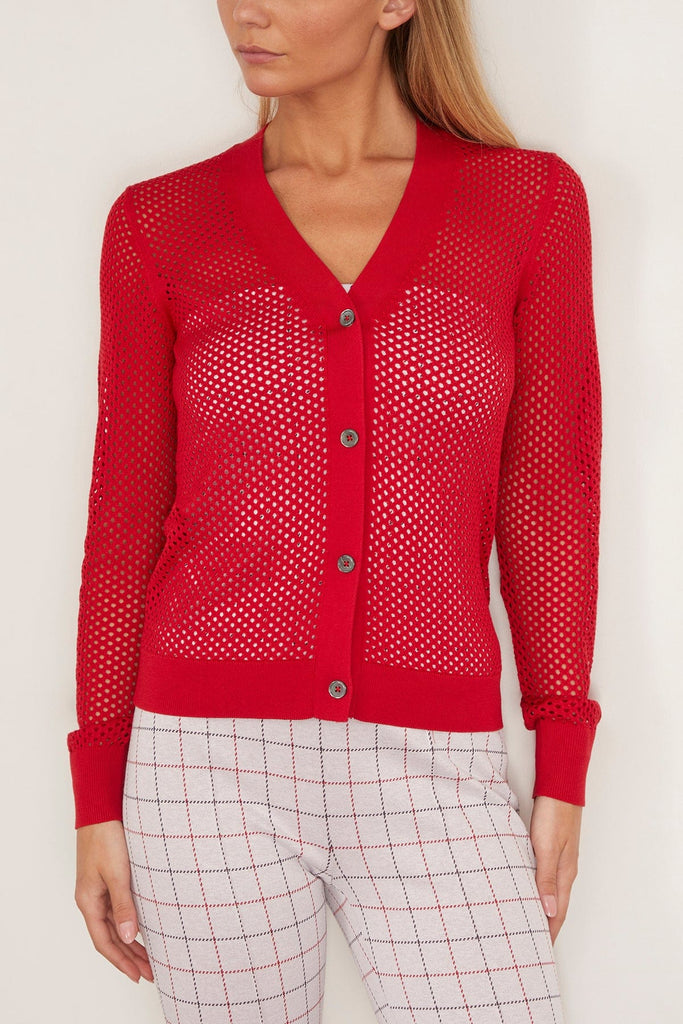 Rosetta Getty Mesh Pointelle Cardigan in Red – Hampden Clothing