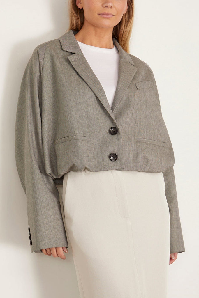 Tibi Ellis Suiting Raglan Sleeve Blazer in Light Green Multi – Hampden ...