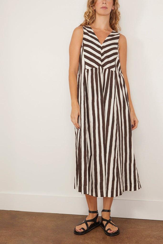 Toast Wave Stripe Block Print Dress in Ecru/Chocolate – Hampden Clothing