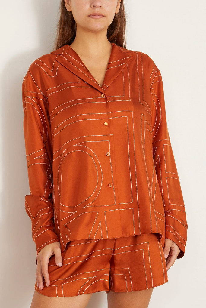 Toteme Monogram Silk PJ Top in Terracotta – Hampden Clothing