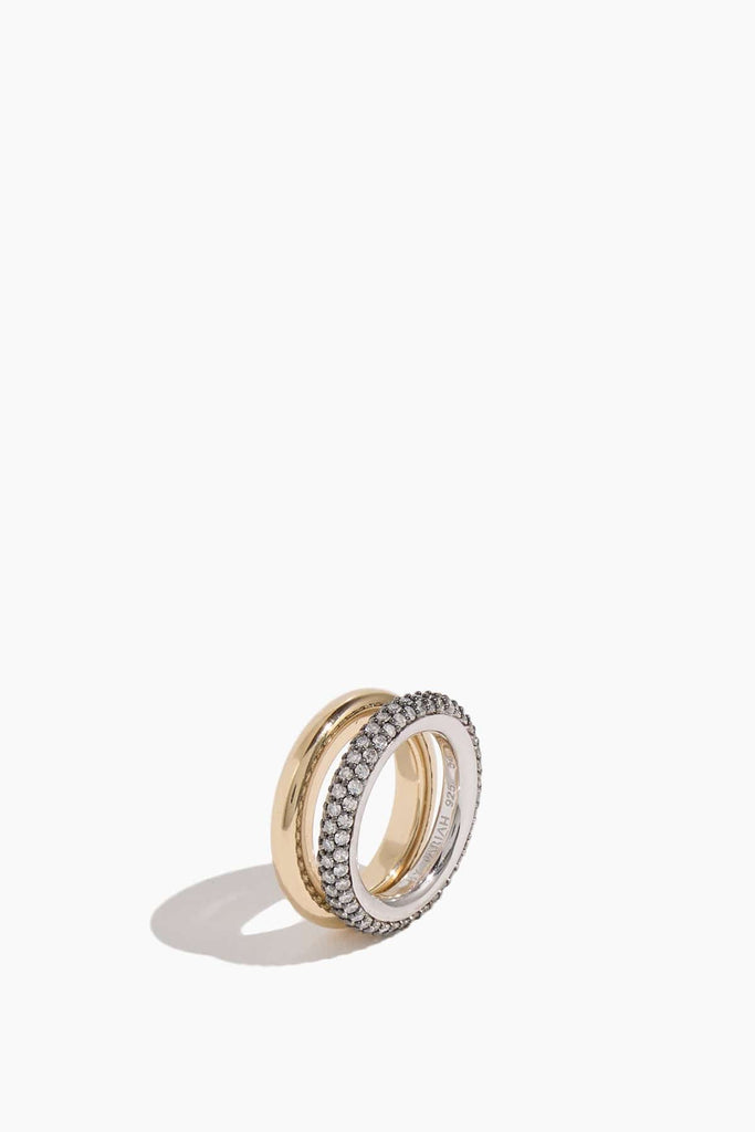 By Pariah Classic Diamond Duo Ring Stack in Silver/Gold – Hampden Clothing